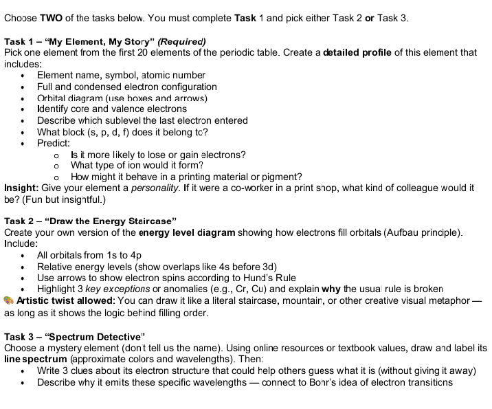 Choose TWO of the tasks below. You must | StudyX