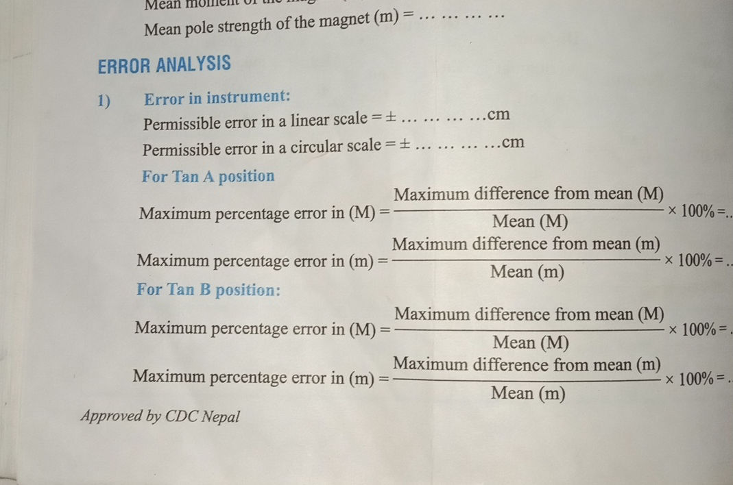 1) Error in instrument: Permissible error in | StudyX