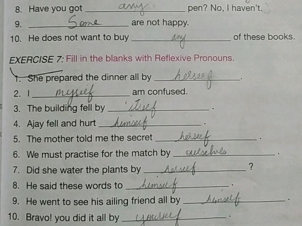 EXERCISE 7: Fill in the blanks with | StudyX