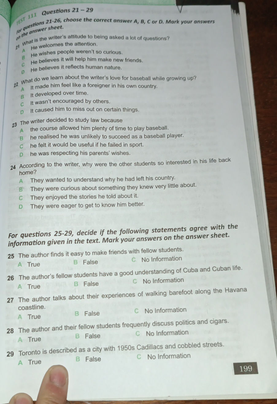 21 What is the writer's attitude to being | StudyX