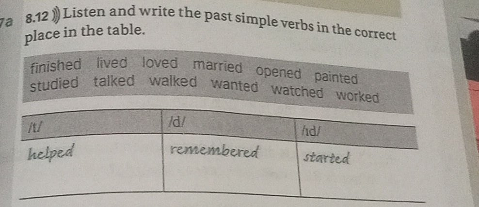 Listen and write the past simple verbs in | StudyX