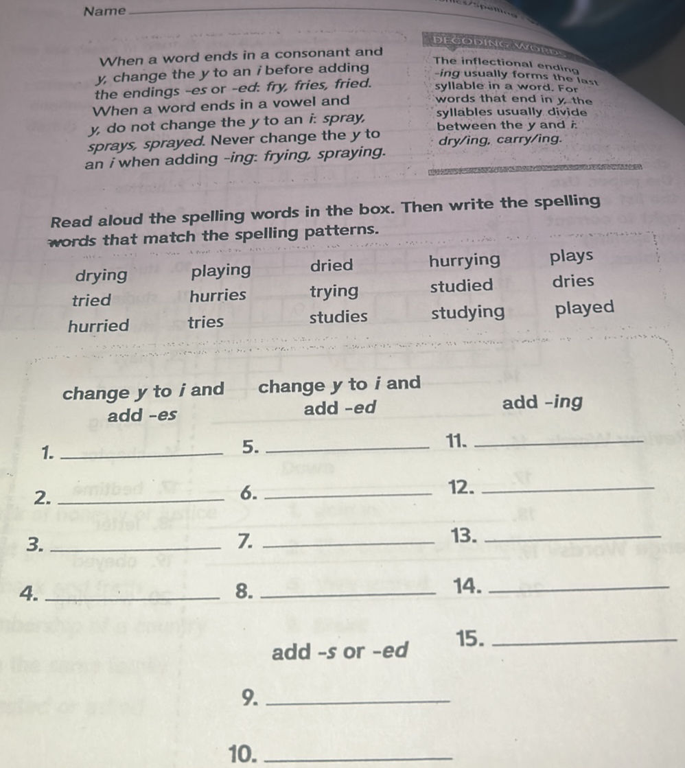 When a word ends in a consonant and y, | StudyX