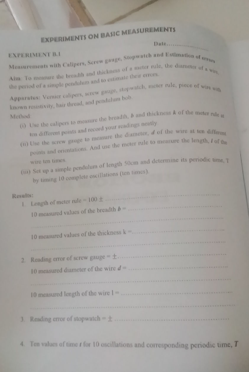EXPERIMENTS ON BASIC MEASUREMENTS | StudyX