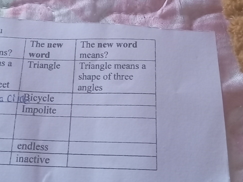 | The new word | The new word means? | | StudyX