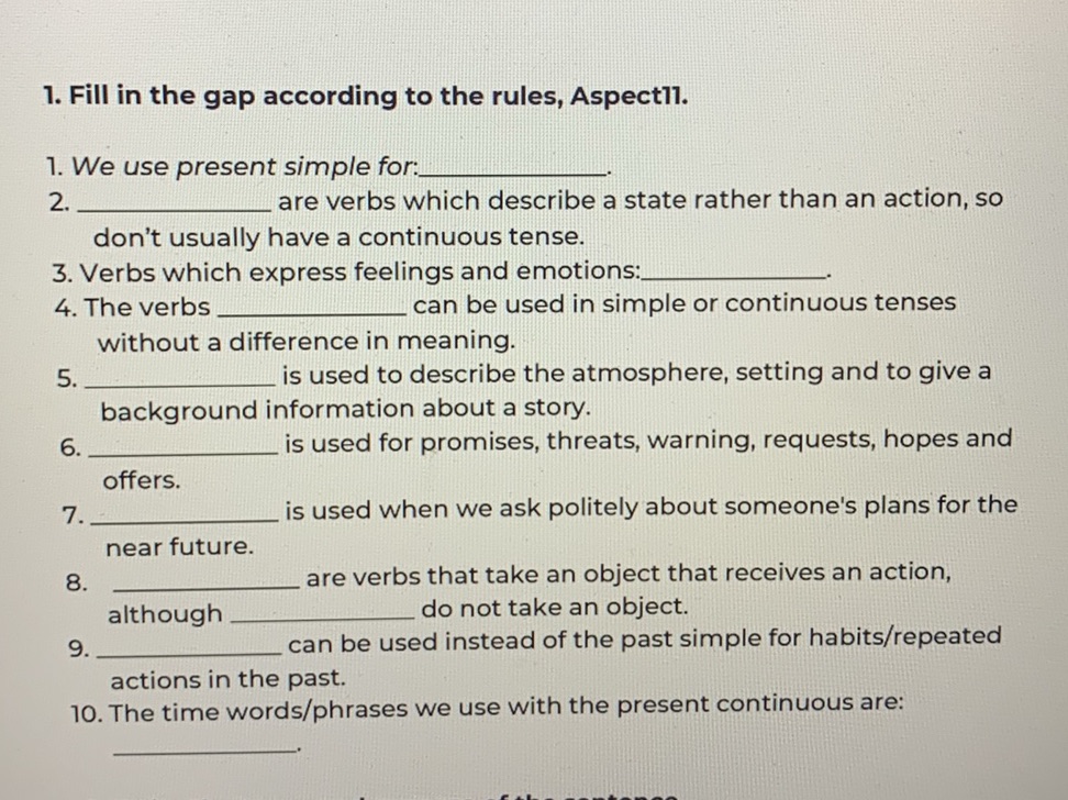 1. Fill in the gap according to the rules, | StudyX
