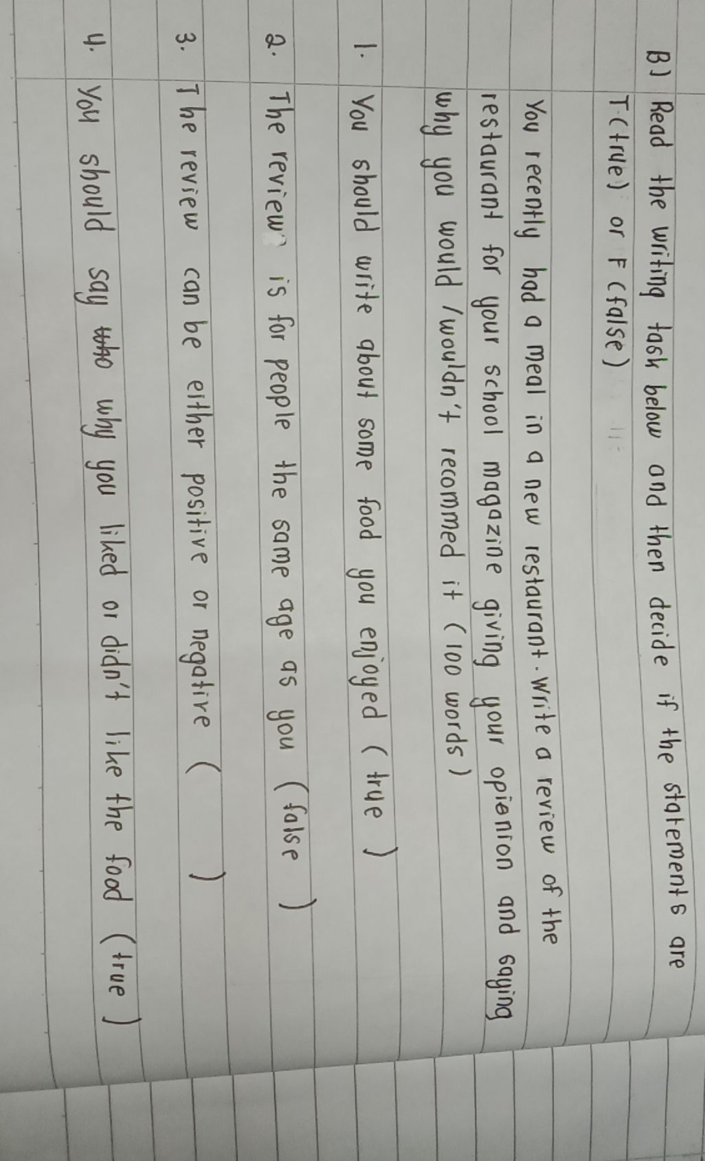 B) Read the writing task below and then | StudyX