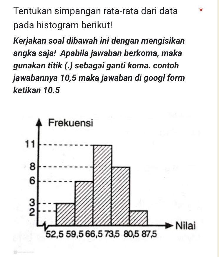 Tentukan simpangan rata-rata dari data pada | StudyX