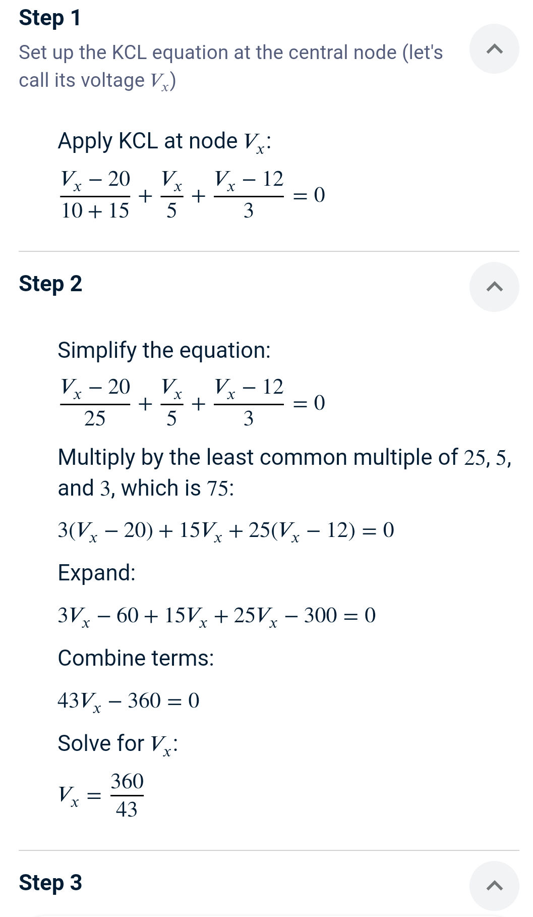 Set up the KCL equation at the central node | StudyX