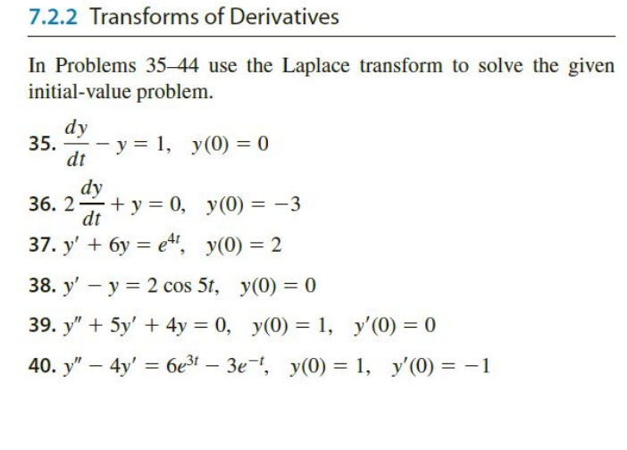 In Problems 35-44 use the Laplace transform | StudyX