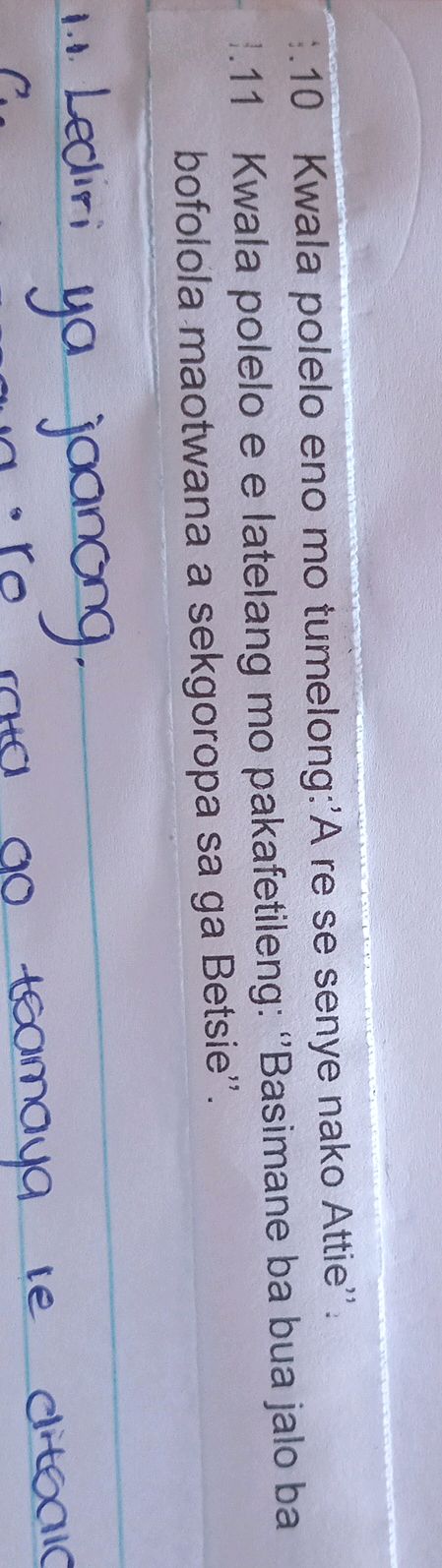 1. 10 Kwala polelo eno mo tumelong: 'A re | StudyX