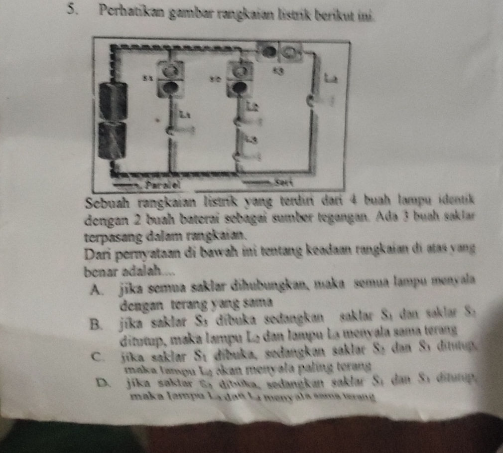 5. Perhatikan gambar rangkaian listrik | StudyX