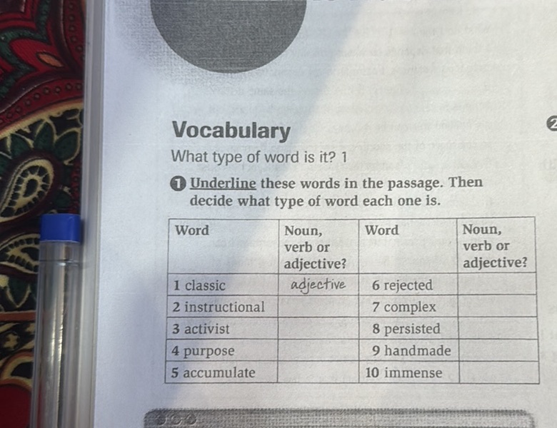 What type of word is it? 1 Underline these | StudyX