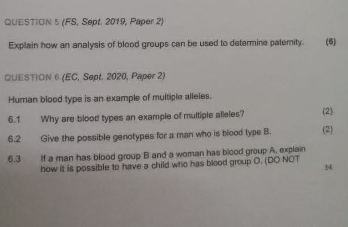 Explain how an analysis of blood groups can | StudyX