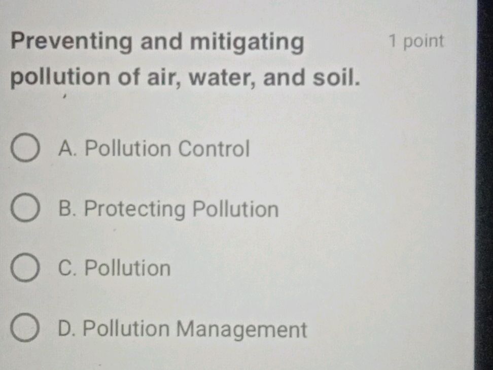 Preventing and mitigating pollution of air, | StudyX