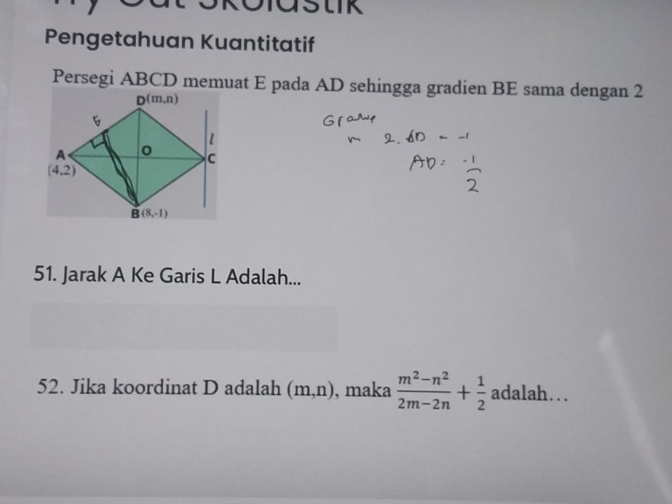 Persegi ABCD memuat E pada AD sehingga | StudyX