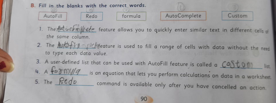 B. Fill in the blanks with the correct | StudyX