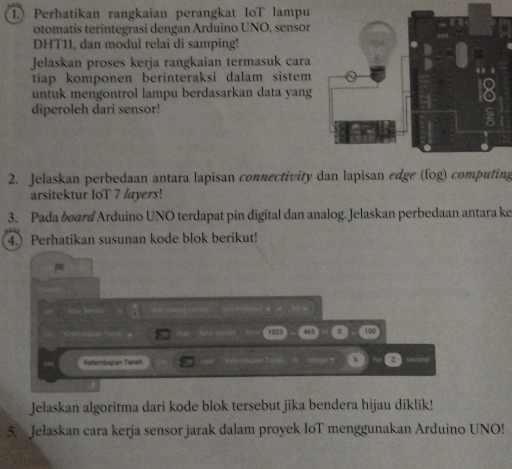 1. Perhatikan rangkaian perangkat IoT lampu | StudyX