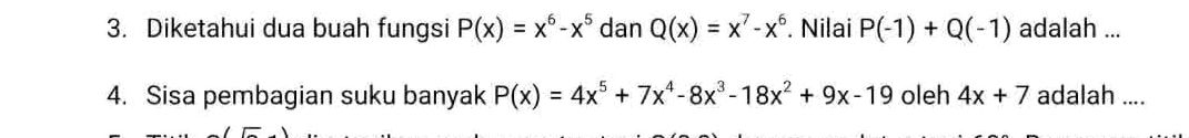 3. Diketahui dua buah fungsi $P(x) = x^6 - | StudyX