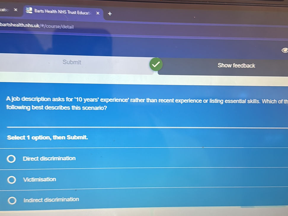 A job description asks for '10 years' | StudyX