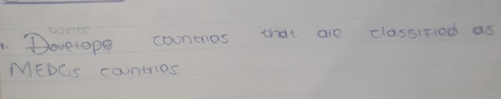 Write countries that are classified as MEDCs