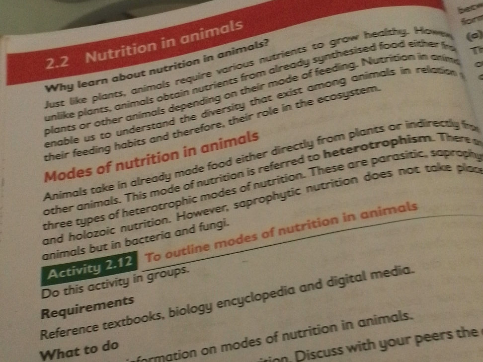 Activity 2.12 To outline modes of nutrition | StudyX