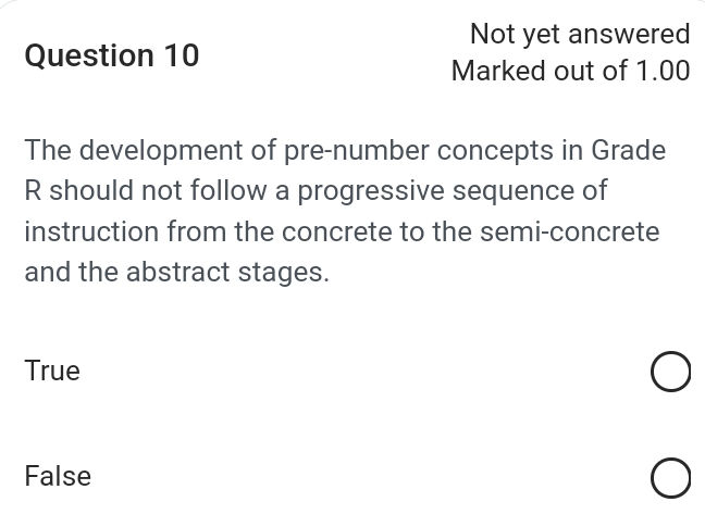 The development of pre-number concepts in | StudyX