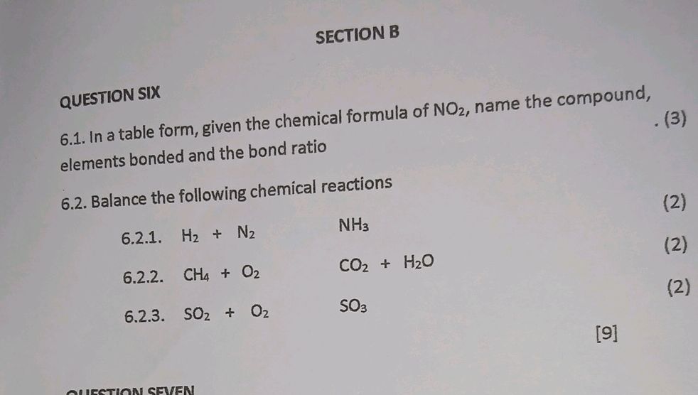 6.1. In a table form, given the chemical | StudyX