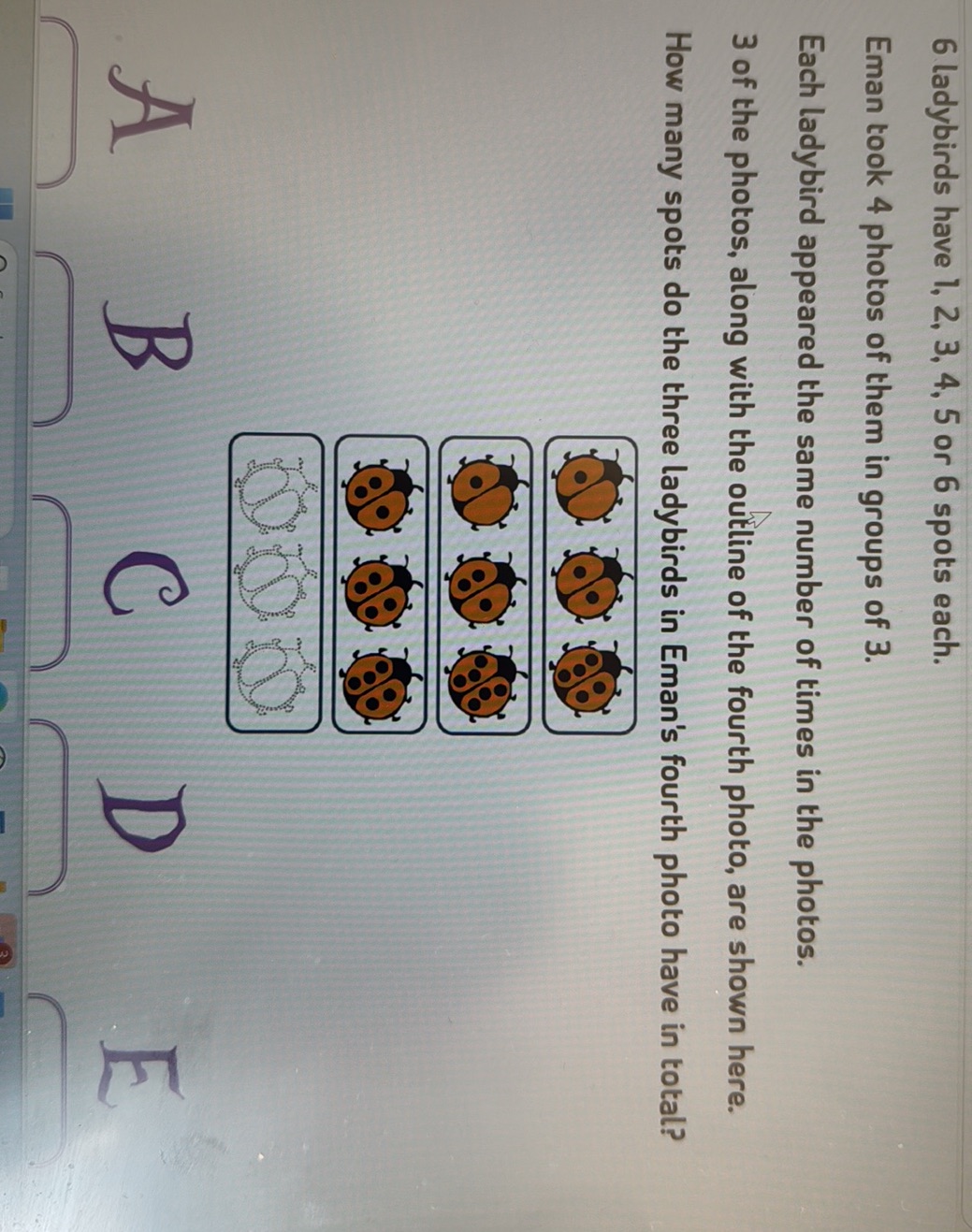 6 ladybirds have 1, 2, 3, 4, 5 or 6 spots | StudyX