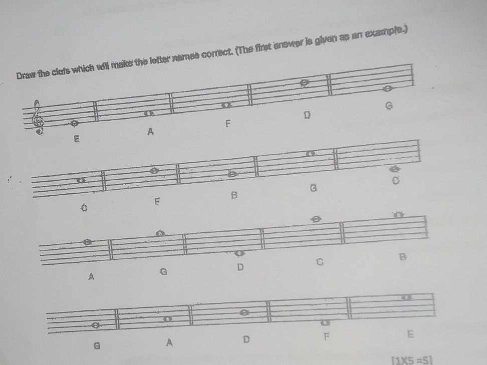 Draw the clefs which will make the letter | StudyX