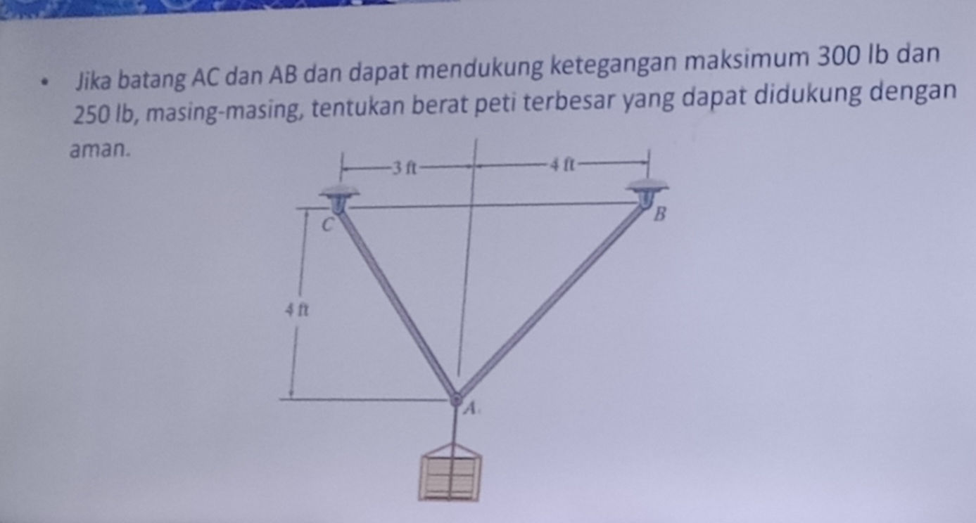 Jika batang AC dan AB dan dapat mendukung | StudyX
