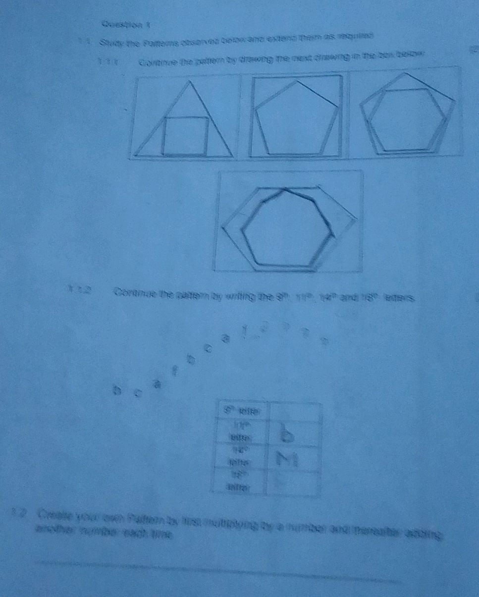 1. Study the patterns observed below and | StudyX