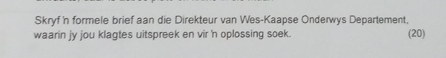 Skryf 'n formele brief aan die Direkteur van | StudyX