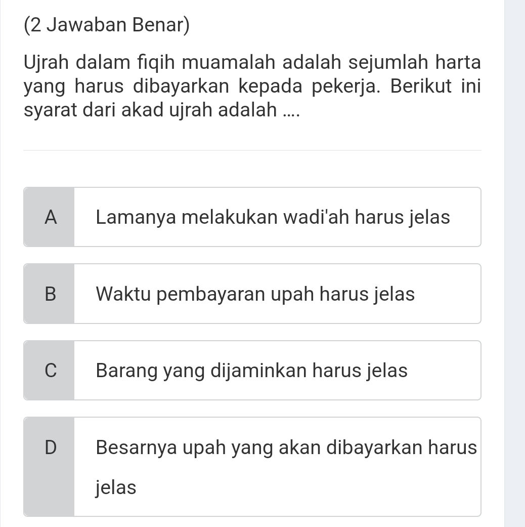 (2 Jawaban Benar) Ujrah dalam fiqih | StudyX