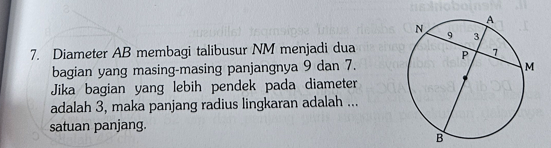 7. Diameter AB membagi talibusur NM menjadi | StudyX