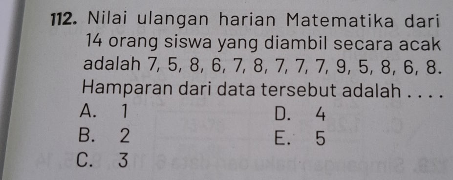 112. Nilai ulangan harian Matematika dari 14 | StudyX
