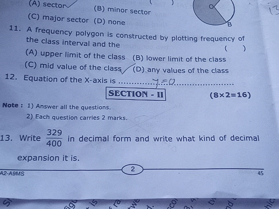 11. A frequency polygon is constructed by | StudyX