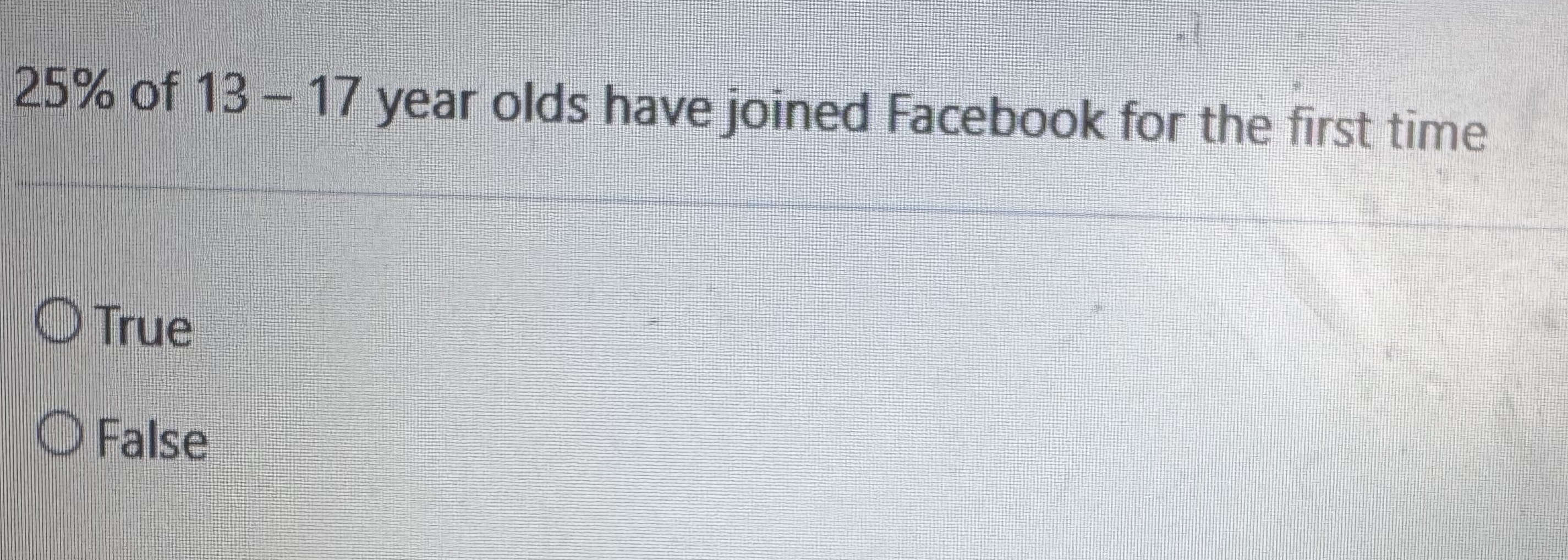 25% of 13-17 year olds have joined Facebook | StudyX