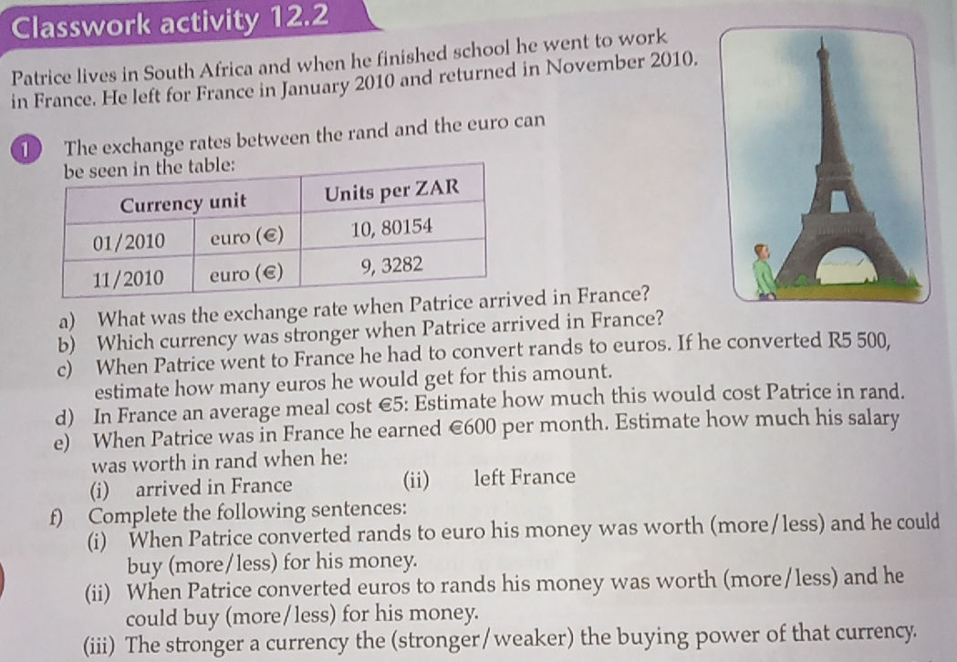 Classwork activity 12.2 Patrice lives in | StudyX
