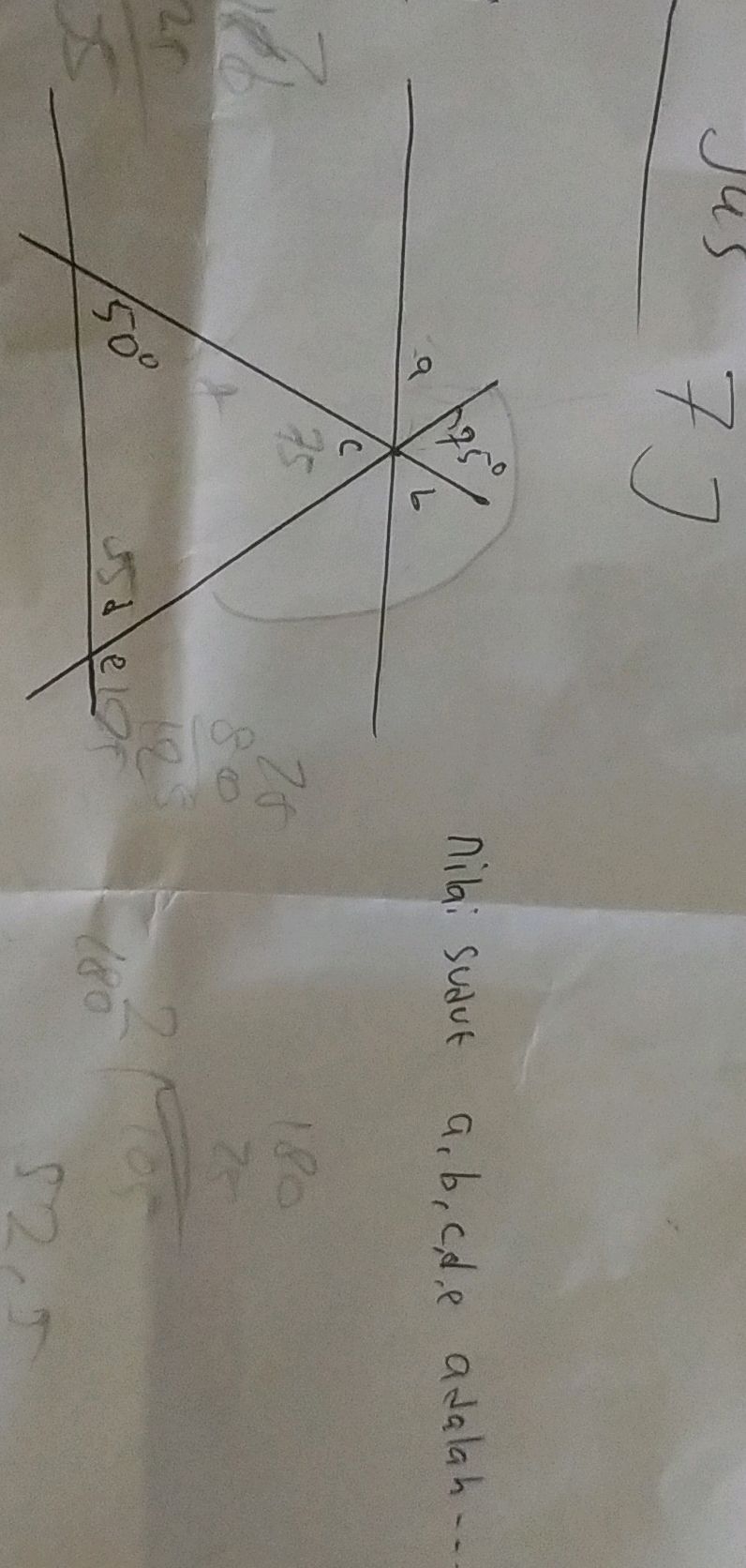 Calculate angles a, b, c, d, and e | StudyX