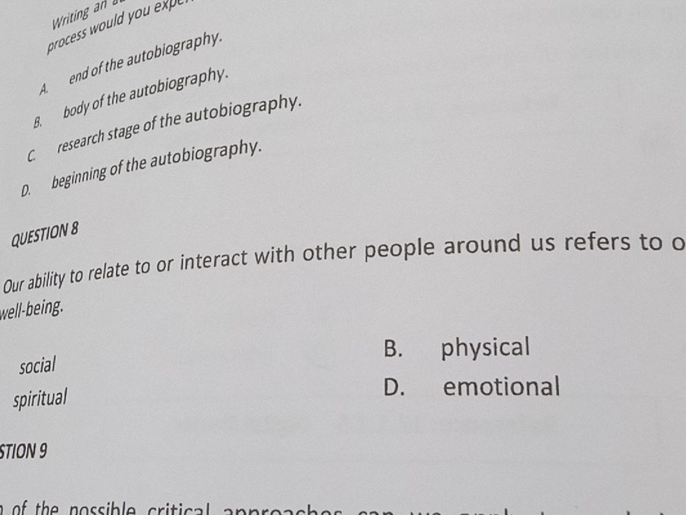 QUESTION 8 Our ability to relate to or | StudyX