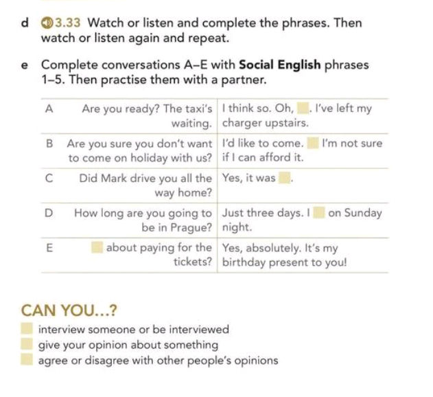 Complete conversations A-E with Social | StudyX