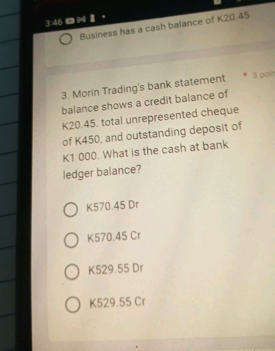 3. Morin Trading's bank statement balance | StudyX