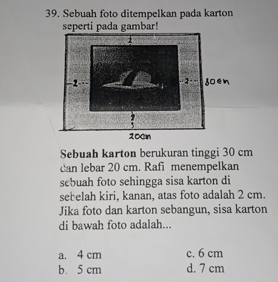 39. Sebuah foto ditempelkan pada karton | StudyX