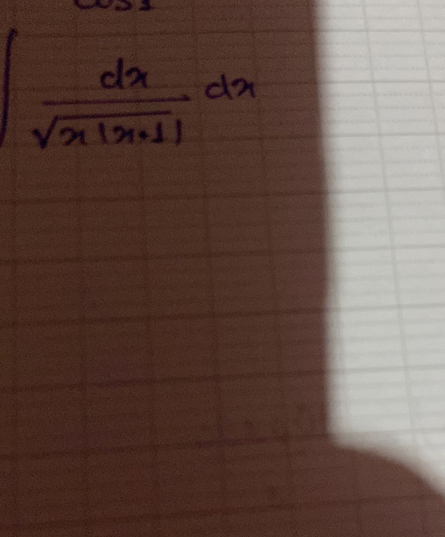 Integral of 1/sqrt(x(x+1)) | StudyX