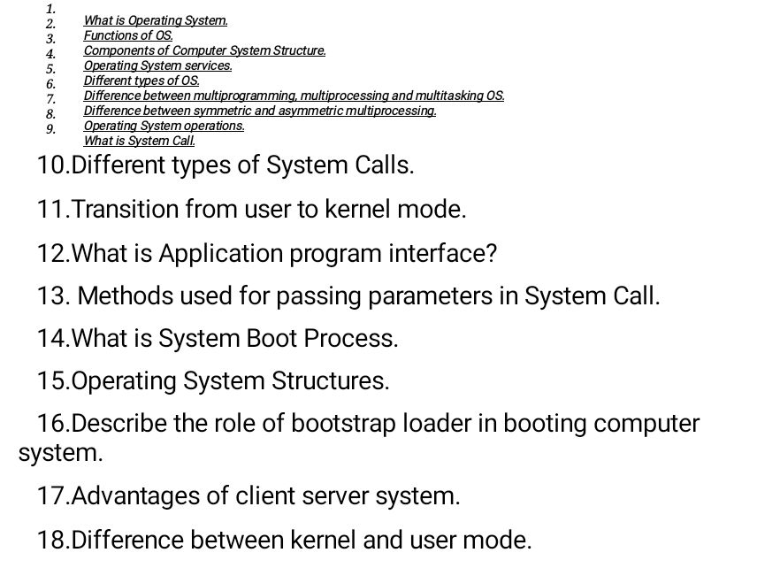1. What is Operating System. 2. Functions of | StudyX
