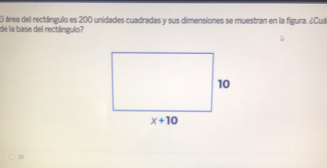 El área del rectángulo es 200 unidades | StudyX