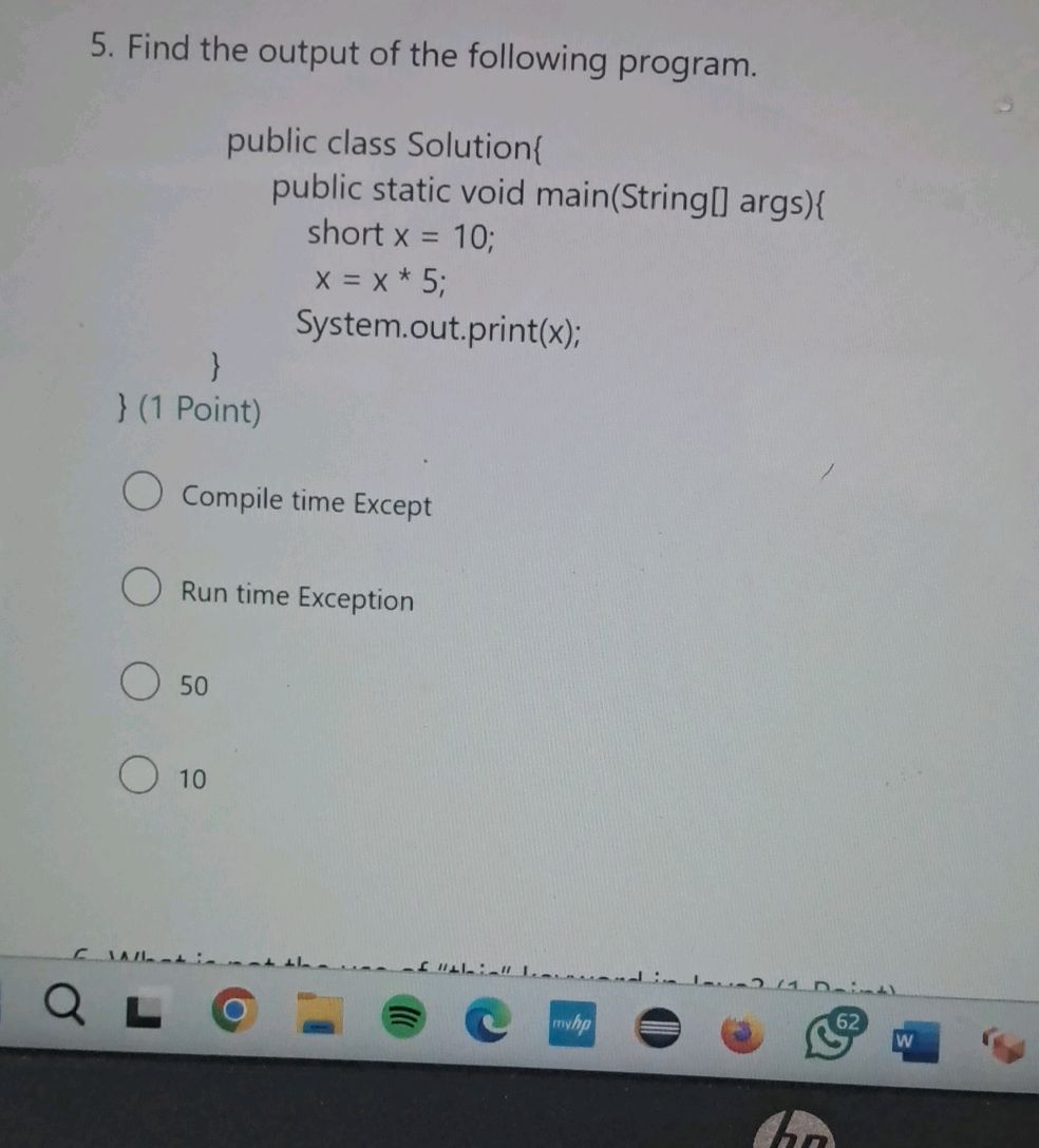 5. Find the output of the following program. | StudyX
