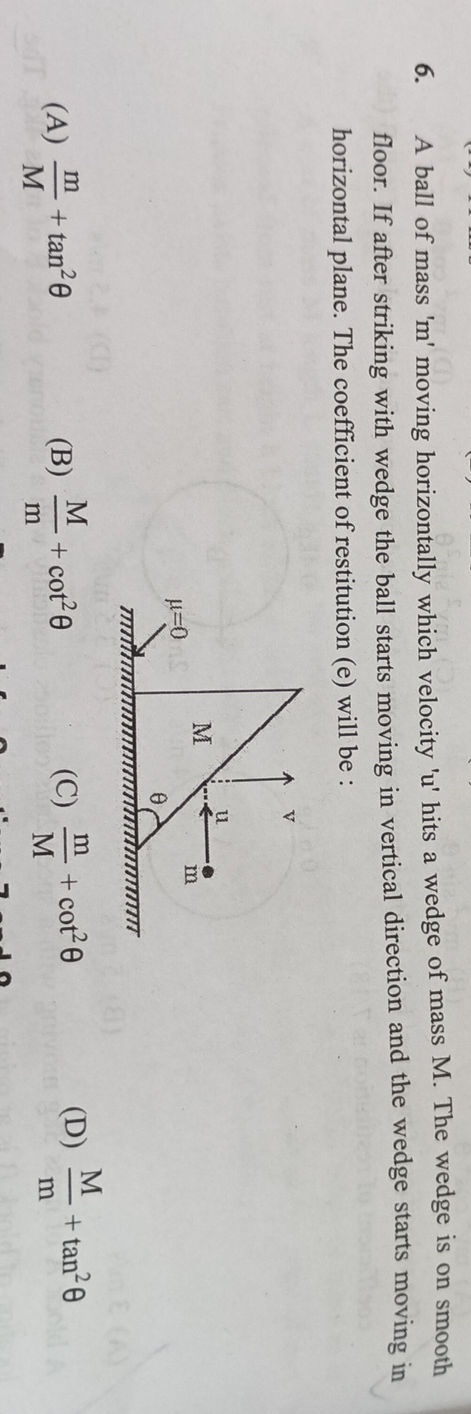 6. A ball of mass 'm' moving horizontally | StudyX