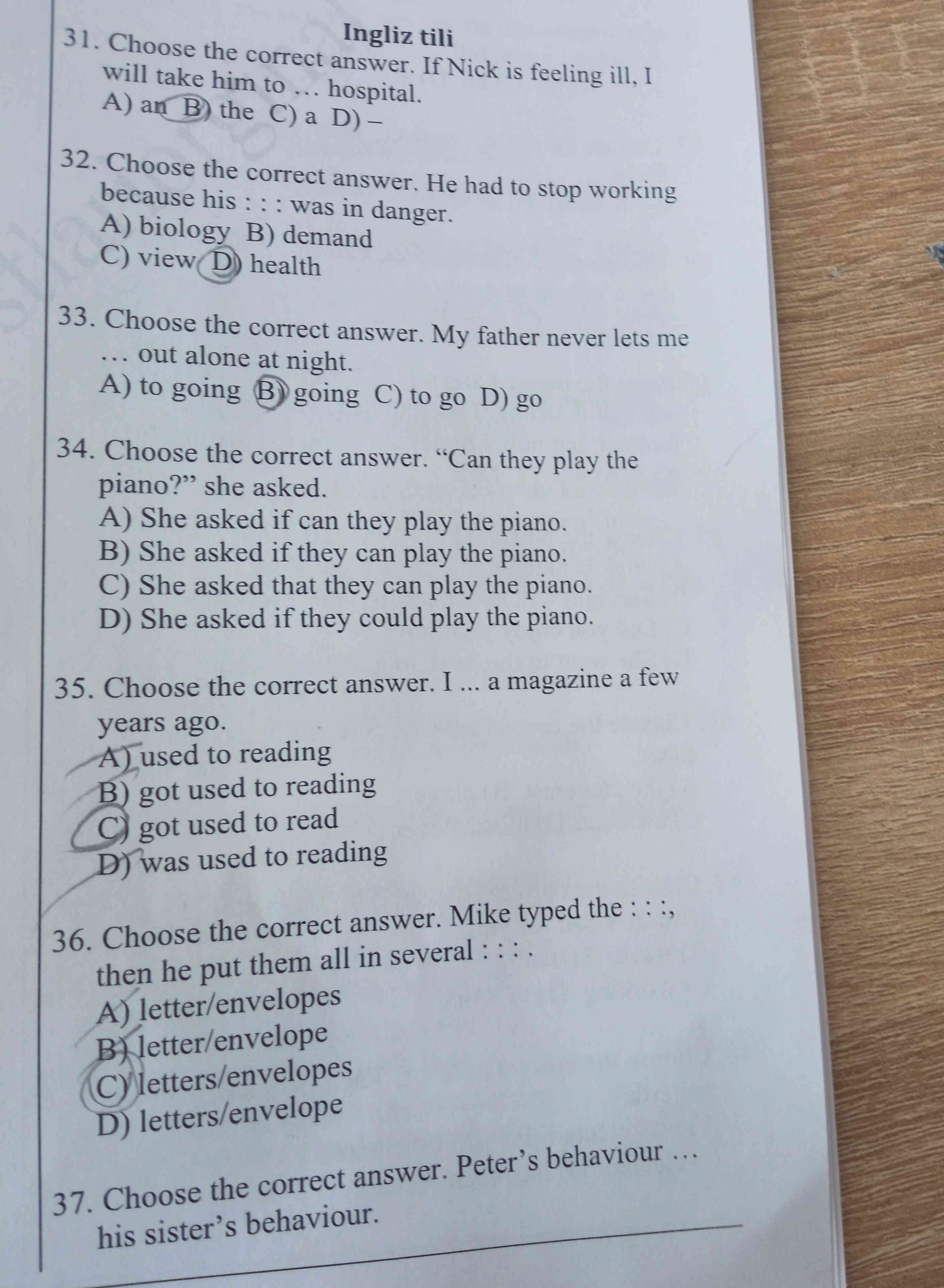 31. Choose the correct answer. If Nick is | StudyX