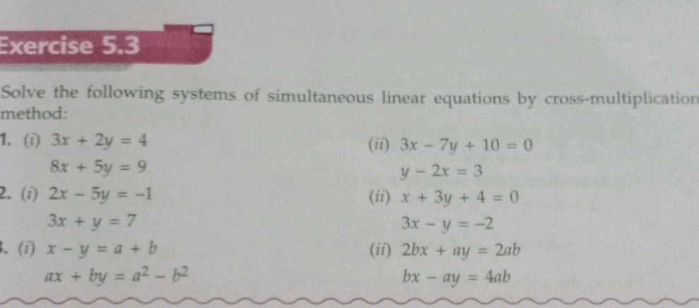 Solve the following systems of simultaneous | StudyX